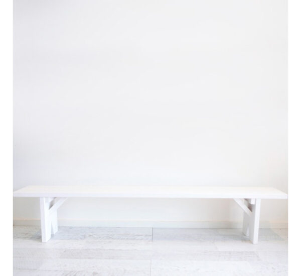 White Wooden Bench Hire Sunshinie Coast by Simply Style Co