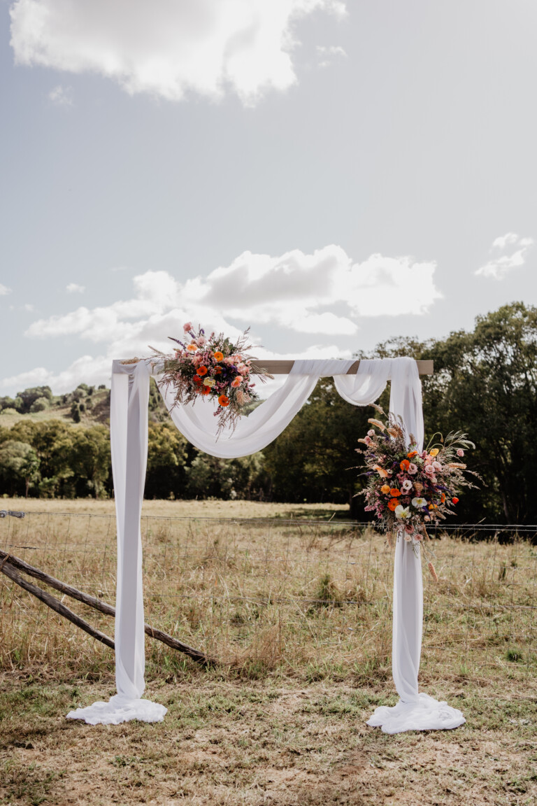 Timber 2 Post Arbor - Includes Chiffon Drape | Simply Style Co