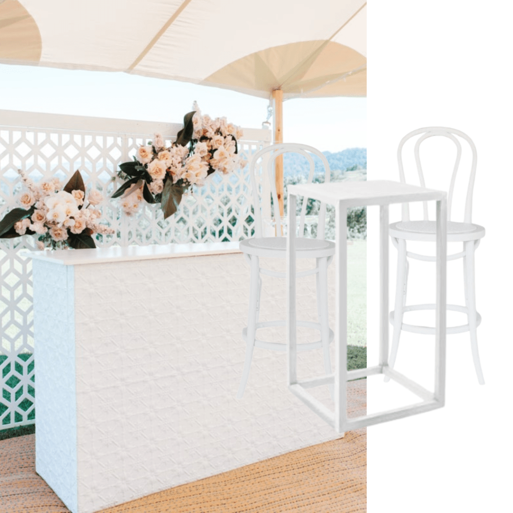 White Ribbed Bar Package Hire Sunshinie Coast by Simply Style Co
