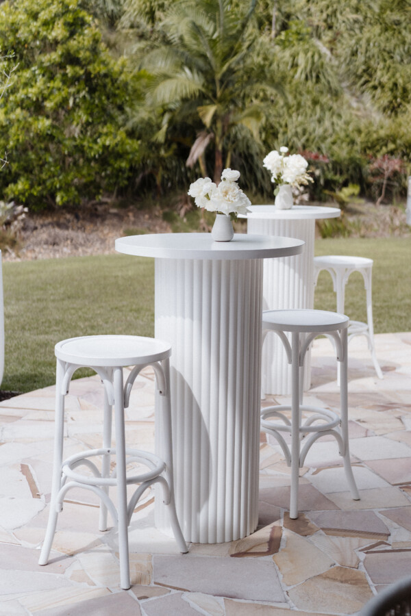 White Ribbed High Bar Hire Sunshinie Coast by Simply Style Co
