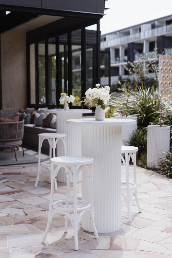 White Ribbed High Bar Hire Sunshinie Coast by Simply Style Co