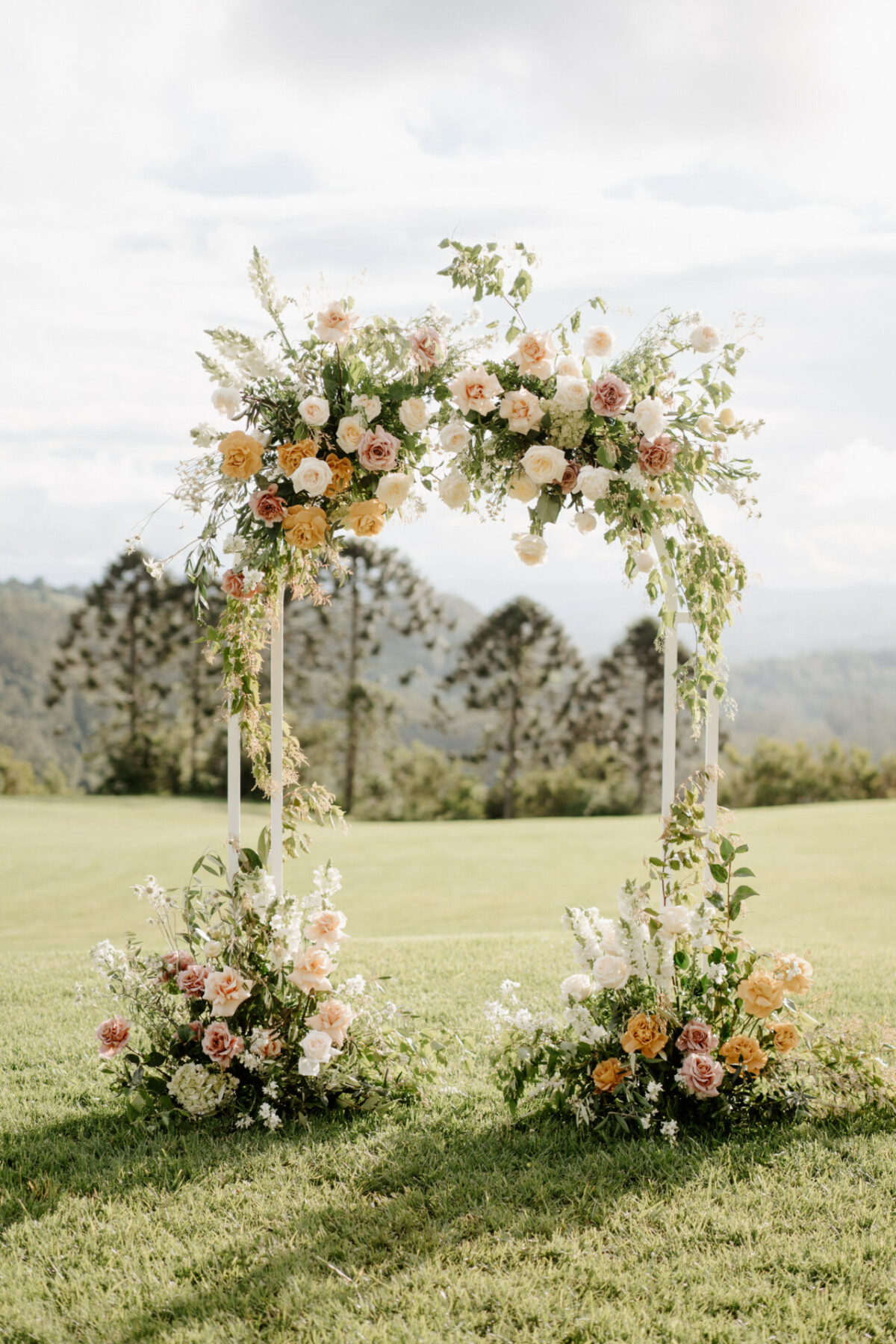 Timber 2 Post Arbor - Includes Chiffon Drape Hire Sunshinie Coast by ...