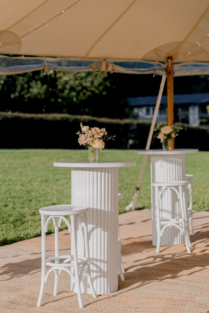 White Ribbed High Bar Hire Sunshinie Coast by Simply Style Co