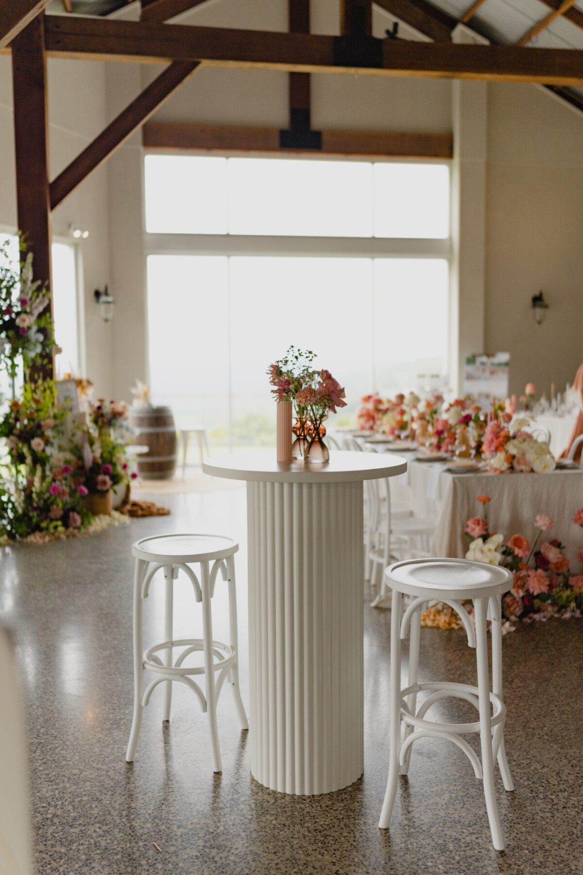 White Ribbed High Bar Hire Sunshinie Coast by Simply Style Co