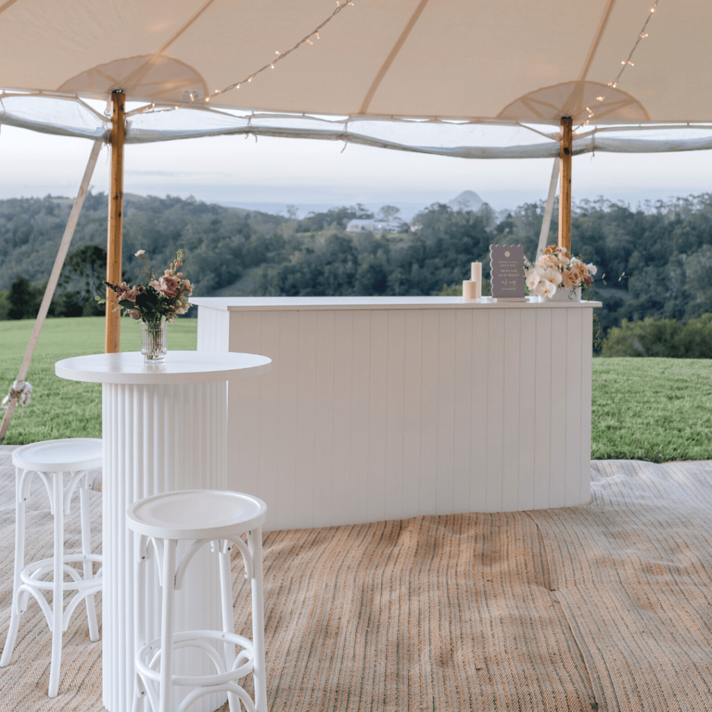 White Ribbed Bar Package Hire Sunshinie Coast by Simply Style Co