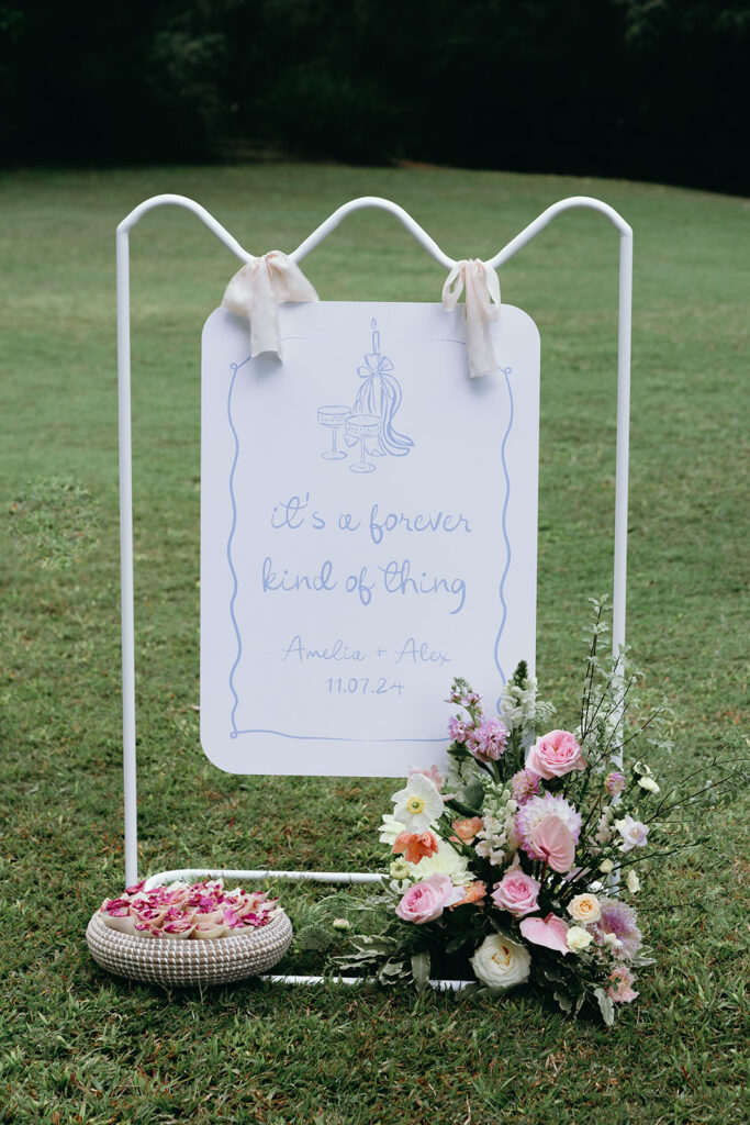 Wavy Welcome Sign Frame Hire Sunshinie Coast by Simply Style Co